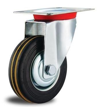 China 4'' Rubber Wheel For Trolley Cart Casters Industrial Caster Wheels for sale