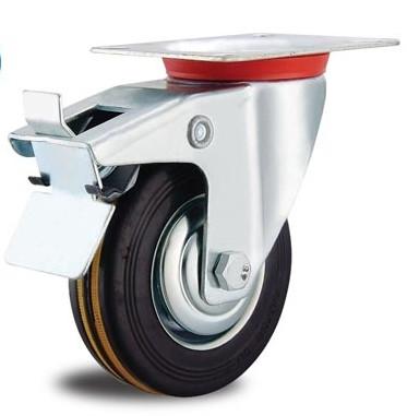 China 6 Inch Double Locking Casters Swivel Castors With Brakes Lockable Wheels 160mm for sale