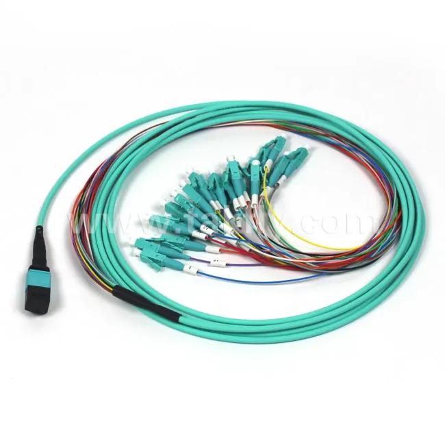 8/12/16/24cores Om3 Fiber Optical MPO Patch Cord side view