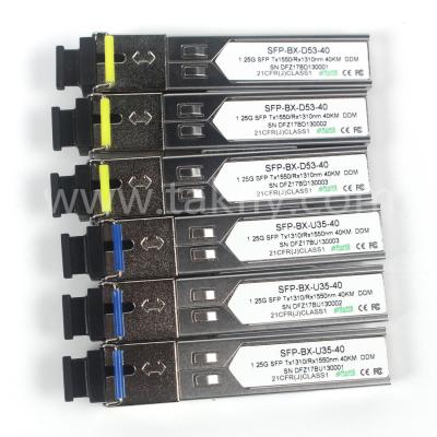 China 1.25G SFP BIDI Modulo de Transmissor Óptico Tx1310/Rx1550nm 40KM SMF DDM LC CISCO JUNIPER HUAWEI COMPATIBLE à venda