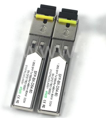 中国 BIDI 1.25 G SFPトランシーバー Tx1550/Rx1490nm 80KM SMF DDM LC CISCO JUNIPER HUAWEI コンパティブル 販売のため