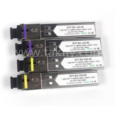 中国 BIDI 1.25 G SFPトランシーバー Tx1550/Rx1490nm 80KM SMF DDM LC CISCO JUNIPER HUAWEI コンパティブル 販売のため