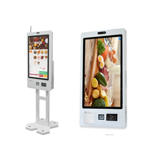 Modern self-ordering kiosk in restaurant environment