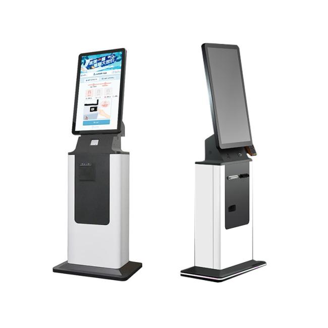 Self service kiosk in use at a retail location