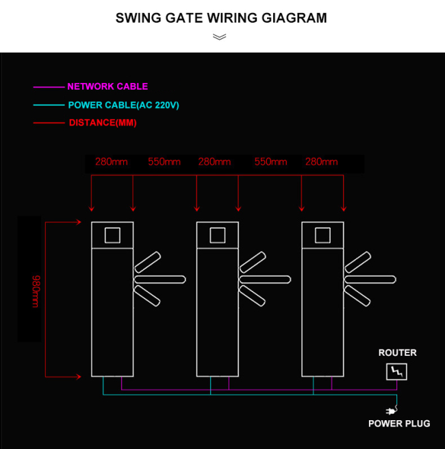 ZT-811A Tripod Turnstile technical specifications diagram
