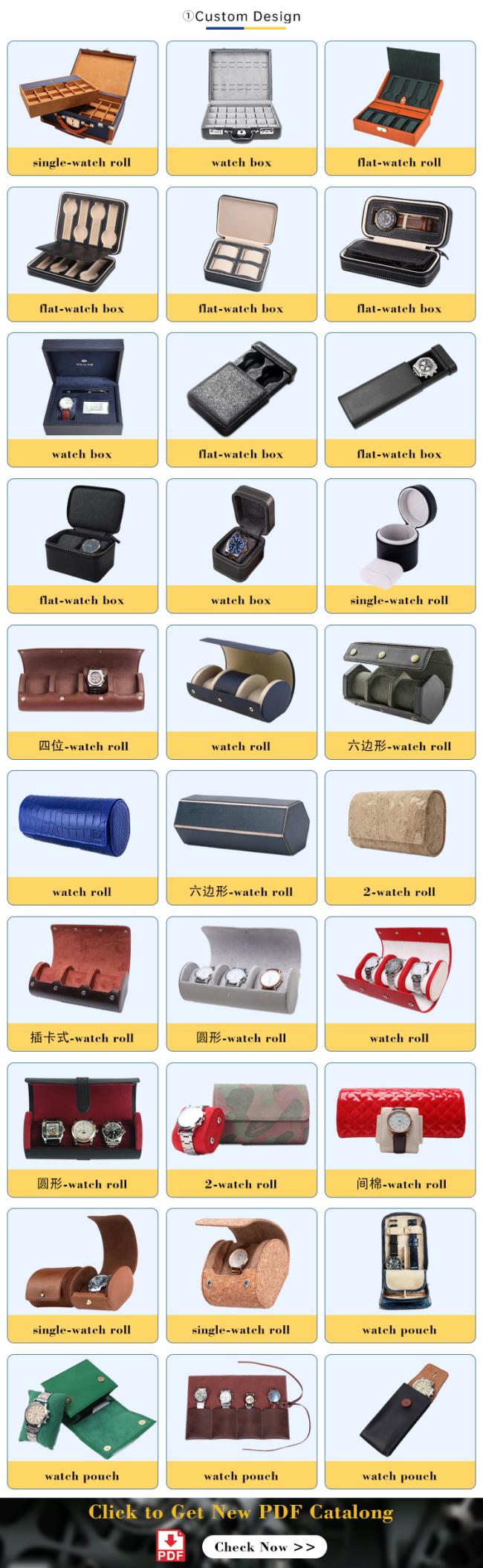 Handmade Luxury Logo PU Leather Velvet Lining Portable Travel Organizer Box Custom 6 Slots Watch Case 3