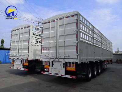 China Flatbed Heavy Duty 3 axles Fence Cargo Semi-trailer met een stuk 1m * 0.5m * 0.5m gereedschapskist Te koop