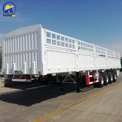 China 3axel 4axel Zwaargewicht Zijdekant hek Cargo Semi Truck Trailer Mechanische ophanging Te koop