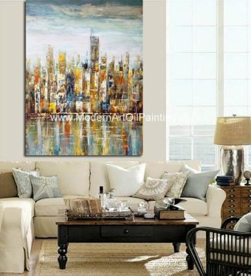 Chine Peintures à l'huile contemporaines, toile moderne professionnelle Paintingon de mur de paysage urbain à vendre