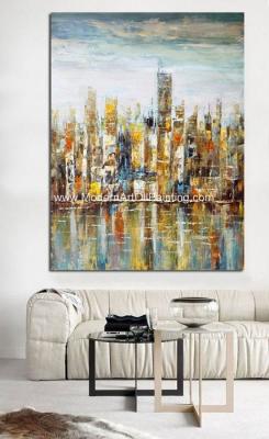 Chine Peintures à l'huile contemporaines, toile moderne professionnelle Paintingon de mur de paysage urbain à vendre