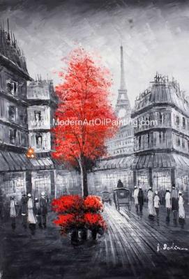 Chine La palette faite sur commande de couteau appareille le mur Art On Canvas de paysage urbain de peinture à l'huile de rue à vendre