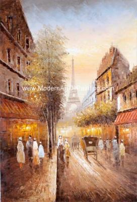 Chine La palette faite sur commande de couteau appareille le mur Art On Canvas de paysage urbain de peinture à l'huile de rue à vendre