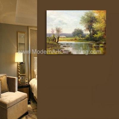 Chine Aménagement original impressionniste de roche de rivière de peintures de paysage d'huile fait main sur la toile à vendre