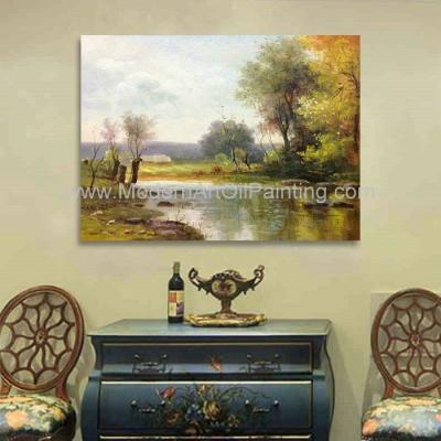 Chine Aménagement original impressionniste de roche de rivière de peintures de paysage d'huile fait main sur la toile à vendre