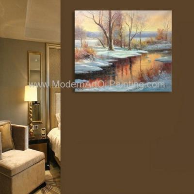 Chine Peinture à l'huile faite main de paysage de neige classique d'hiver pour décoratif à la maison à vendre