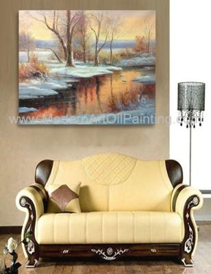 Chine Peinture à l'huile faite main de paysage de neige classique d'hiver pour décoratif à la maison à vendre