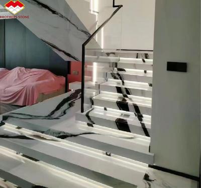 Chine Escalier en marbre blanc Panda pour un design intérieur moderne dans un hôtel professionnel à vendre