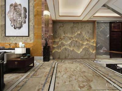 Cina Lastra di finitura di superficie della porcellana dell'oro di calacatta, lastra di marmo del piano d'appoggio in vendita