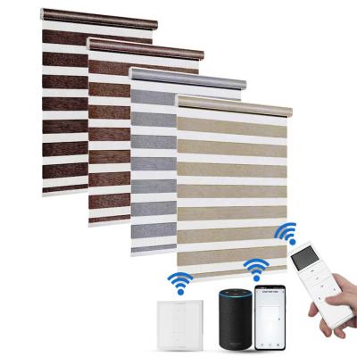 Cina Blackout Roller Alexa Controlled Battery Operated Wifi Tuya Smart Automatic Solar Zebra Blinds Motorized For Windows in vendita