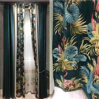 Cina American style floral cheap blackout luxury jacquard rod curtains for living room in vendita