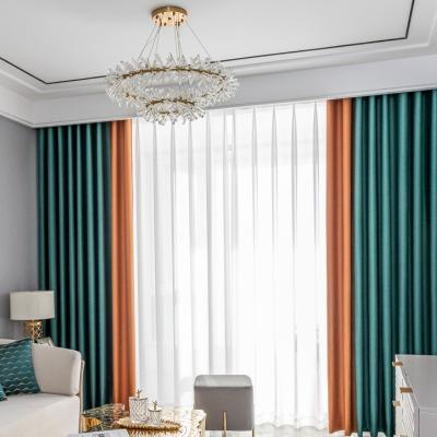 Cina Amazon Hot-Selling Modern Solid High Class design Two-sided Linen Blackout Curtains Fabric in vendita