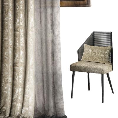 中国 European Vintage Damascus Profile High-precision Jacquard Yarn-dyed Finished Curtain Fabric 販売のため