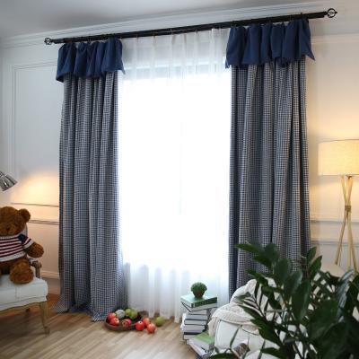 Cina Plaid printing Ready Made Customized Blackout Home Multi-Color Blackout Linen Curtains Fabrics In China in vendita