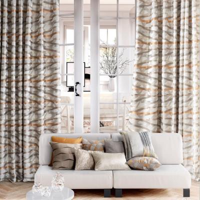 Cina Wholesale Good Price Hotel Project Modern Irregular Line American Villa Silky Blackout Curtain in vendita