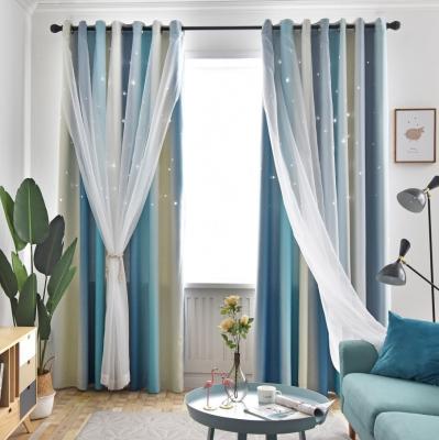 Cina Hot selling Hollowed-out star gradient double blackout curtain modern for the children's bedroom in vendita