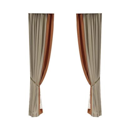 Cina Wholesale Australian cashmere orange gray solid color stitching modern luxury curtains in vendita