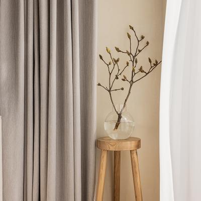 Cina Wholesale Double sided Chenille curtain with vertical bar texture thickened in cream color in vendita