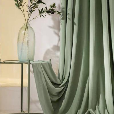 Cina Wholesale Matcha green German sable velvet luxury flannel modern simple solid color curtain in vendita