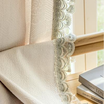 Cina Wholesale French luxury modern retro Baroque heavy industry jacquard splicing lace curtain in vendita