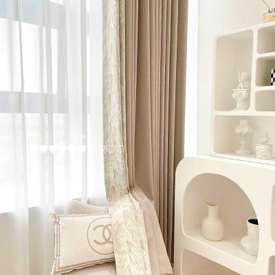 Cina Wholesale Lily of the valley modern simple American patchwork solid color cotton and linen blackout curtain in vendita
