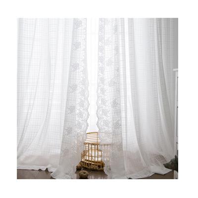 Cina Modern light luxury white embroidered window screen living room bedroom balcony bay window French princess lace gauze curtain in vendita