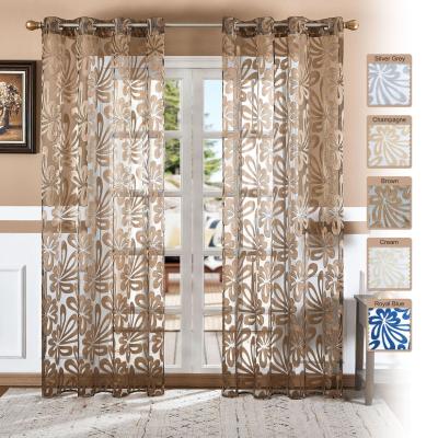 Cina European Style Palm Jacquard Living Room Sheer Curtain Ready Made Grommet Window Sheer Curtain in vendita