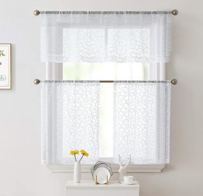 Cina Factory Ready Made circle irregular shape embroidered customized Yarn Short Kitchen curtain in vendita