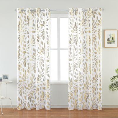 Cina Hot selling Modern design European gold and silver stamping transparent star and leaf sheer curtain in vendita