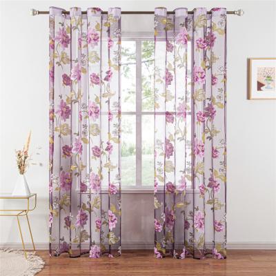 Cina Hot selling Amazon Light Luxury Classic aesthetic Rose Printed Delicate Texture Sheer Curtain in vendita