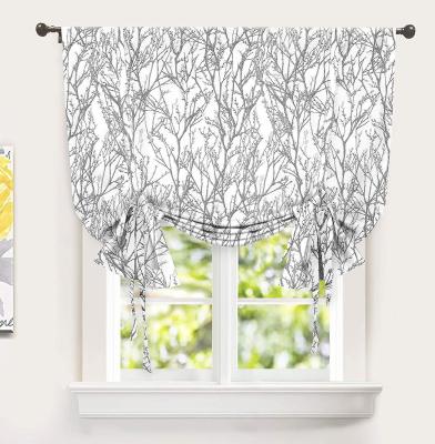 Cina Hot selling New Simple Branch Black And White American Style Curtains Kitchen Polyester Plain Curtain Fabric in vendita