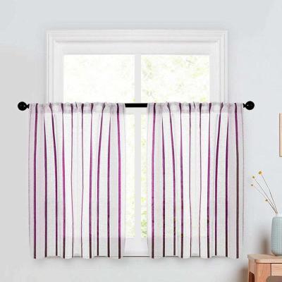 Cina Hot selling New Hot Sale Small Curtains Kitchen Curtain Set Vertical Striped Semi-Translucent Short Curtains in vendita