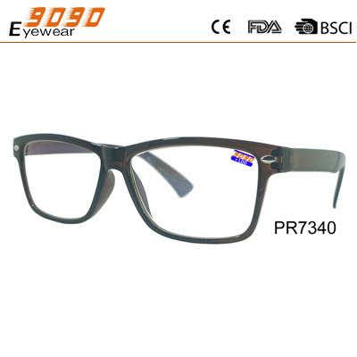 China Vidrios de lectura de la moda del rectángulo con las piezas de metal plateado, bisagra, convenientes plásticos para los hombres y las mujeres en venta