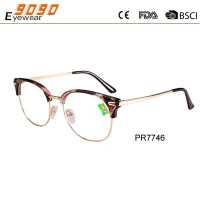 China Venta caliente estilo gafas de lectura con un hermoso patrón en el marco, templo de metal, adecuado para hombres y mujeres en venta