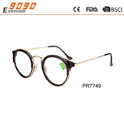 China Gafas de lectura redondas de moda, hechas de marco de pc, templo de metal con punta de plástico en venta