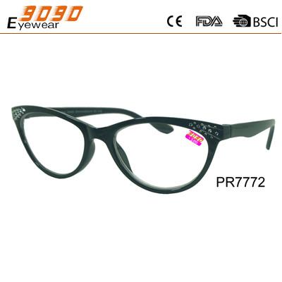 China 2018 nuevos vidrios de lectura del diseño, hechos del plástico con el diamante en el frme, conveniente para las mujeres en venta