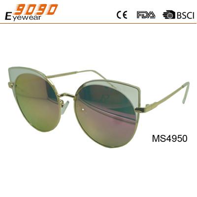 China Gafas de sol de moda de la forma del gato-ojo de la señora, hechas del metal, lente ULTRAVIOLETA de 400 protecciones en venta