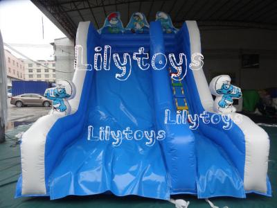 Cina Puffi blu del mini scivolo gonfiabile locativo residenziale per gli scorrevoli all'aperto dei bambini in vendita