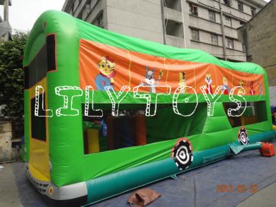 Cina Il bus verde scherza la corsa ad ostacoli gonfiabile in vendita