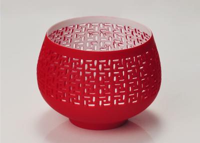中国 赤い奉納の磁器の蝋燭ホールダーのボール/空の陶磁器の蝋燭の家 販売のため