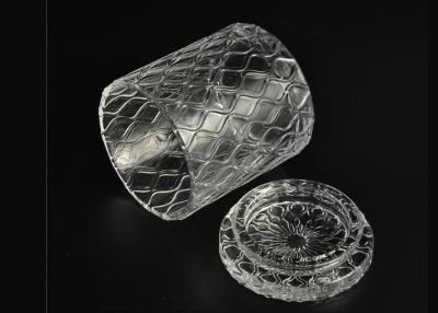 Cina Modello tessuto intorno a tre contenitori di vetro della candela di dimensioni con il coperchio in vendita